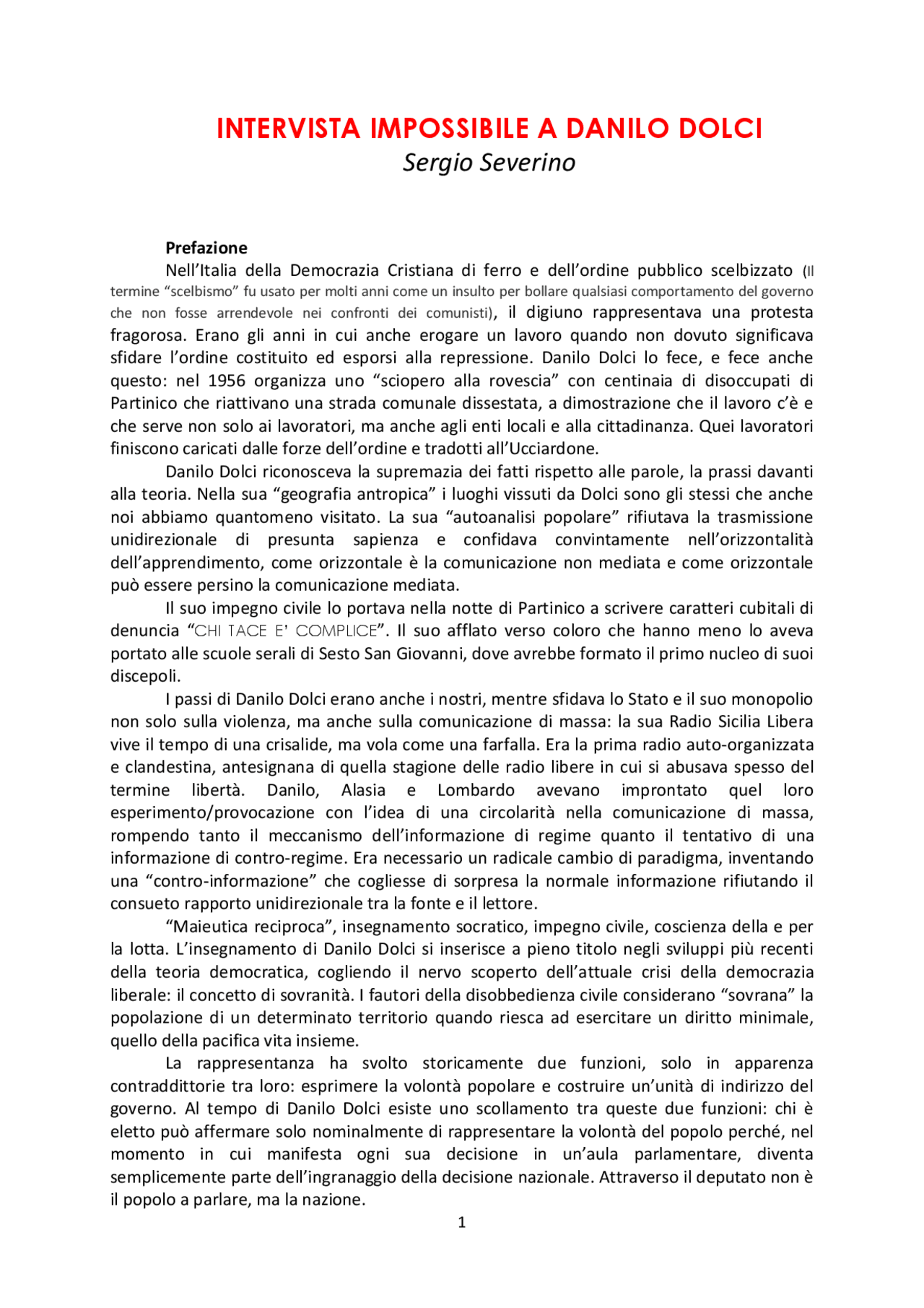 Intervista Impossibile A Danilo Dolci Docsity