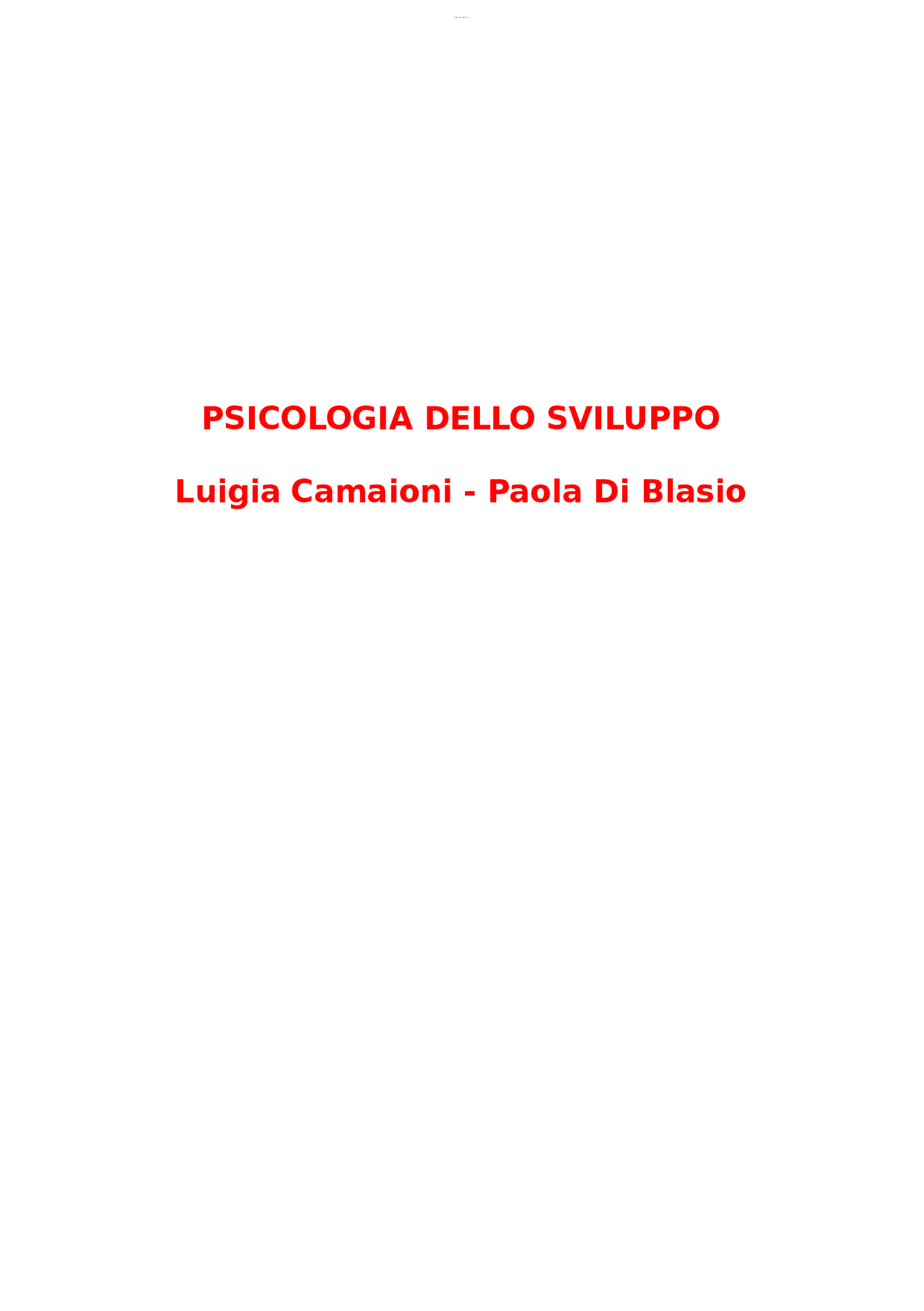 Psicologia Dello Sviluppo Camaioni Di Blasio Docsity