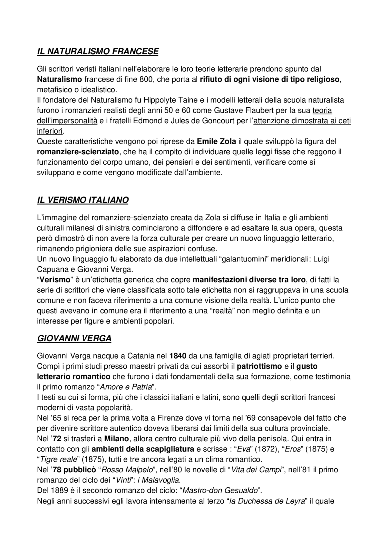 Giovanni Verga - Il Verismo italiano e il Naturalismo francese | Schemi e mappe concettuali di ...