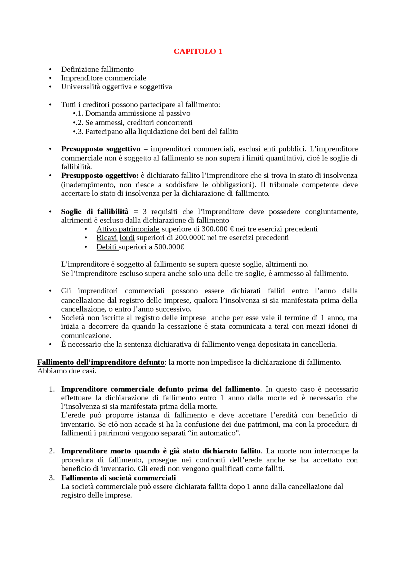Diritto Fallimentare Docsity
