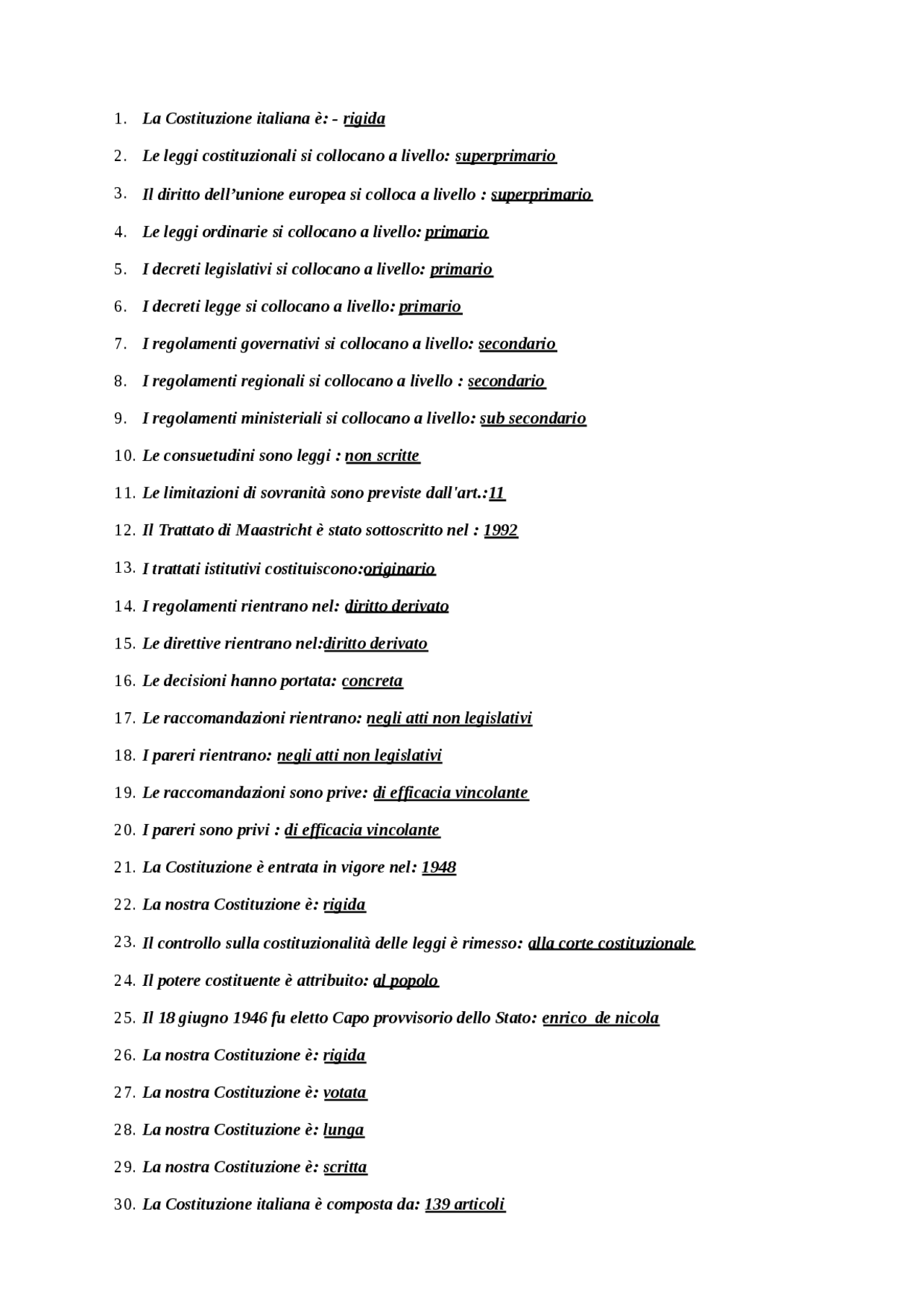 Quiz Fine Lezione Diritto Pubblico Unipegaso Docsity