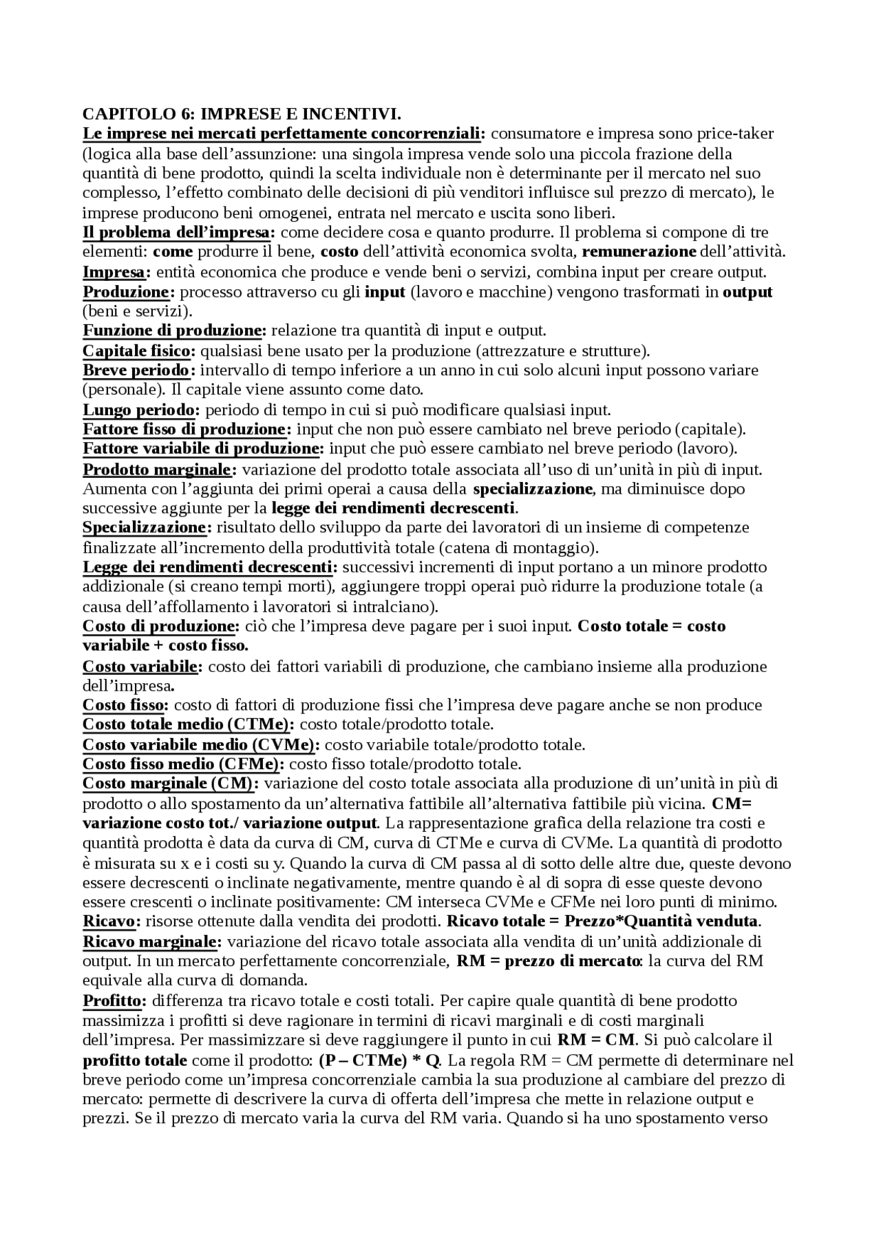 Microeconomia Capitolo 6 Docsity