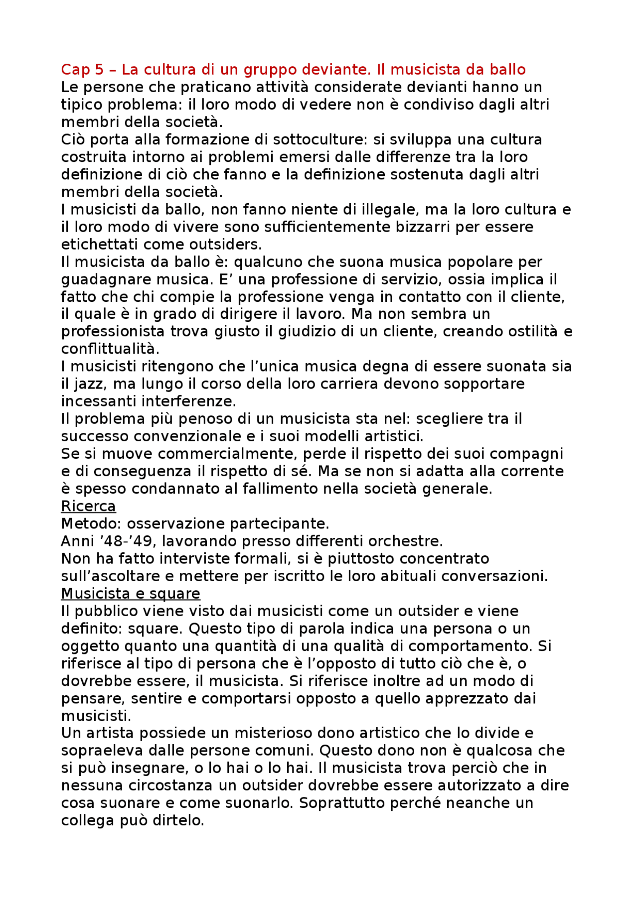 Capitolo 5 Di Outsider Di Becker Docsity