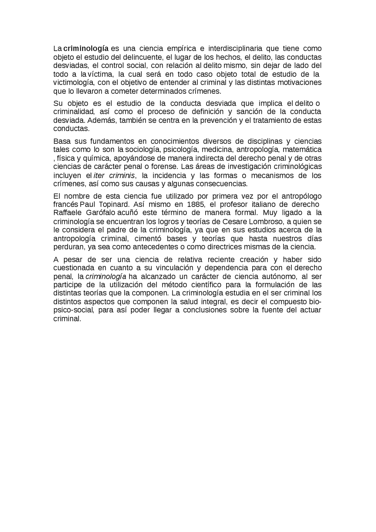 Introdducion A La Criminologia Docsity