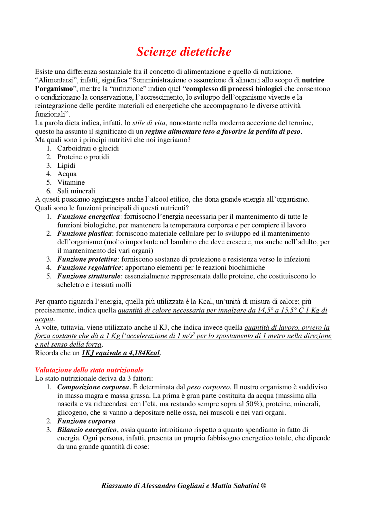 Scienze Dietetiche Appunti Completi Docsity