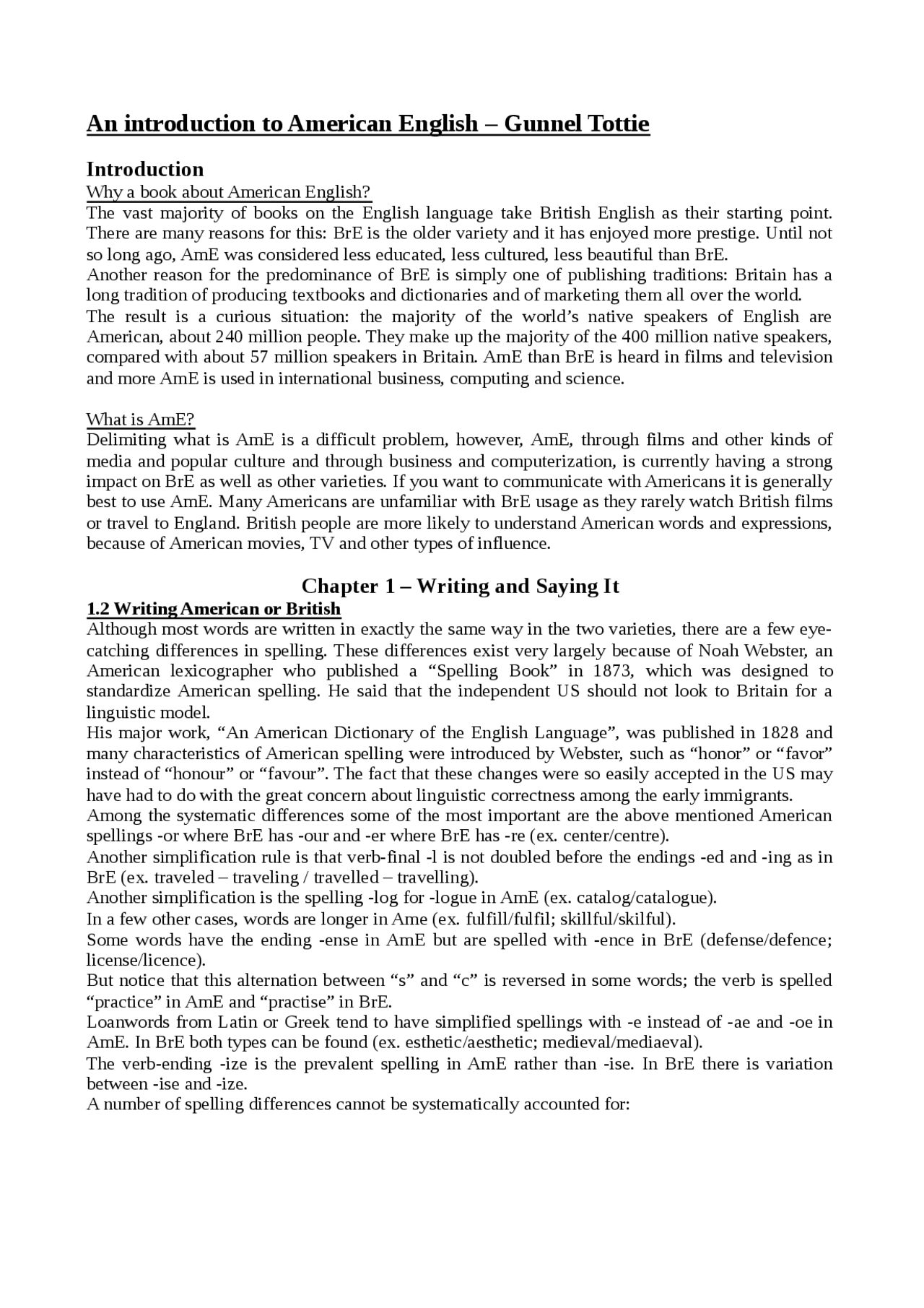 An Introduction to American English - Docsity