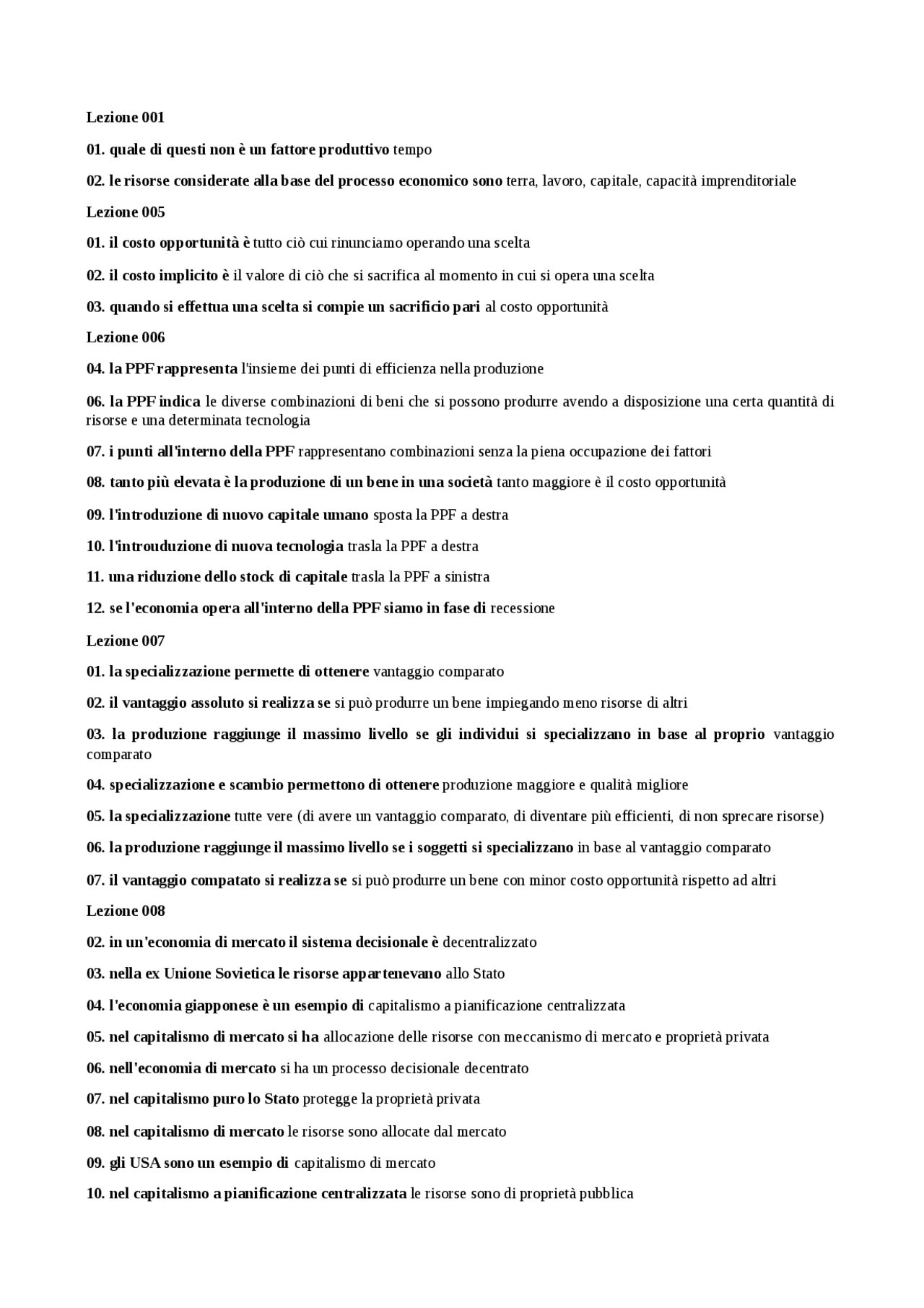 Microeconomia Risposte Multiple Docsity