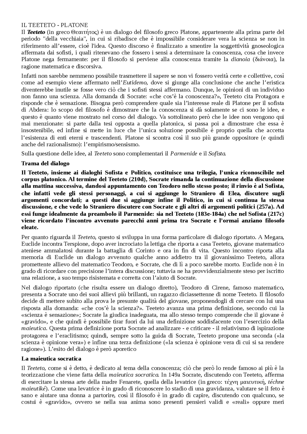 Il Teeteto Platone Docsity