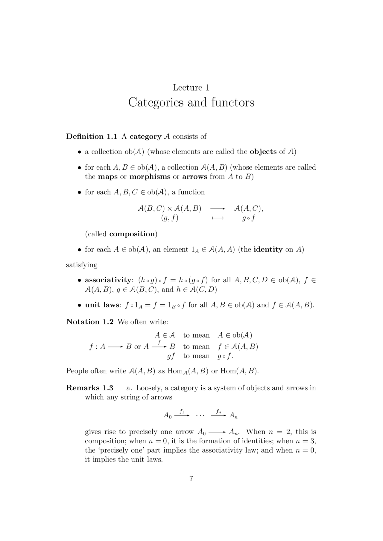 Categories and Functors: Definition and Examples | Lecture notes ...