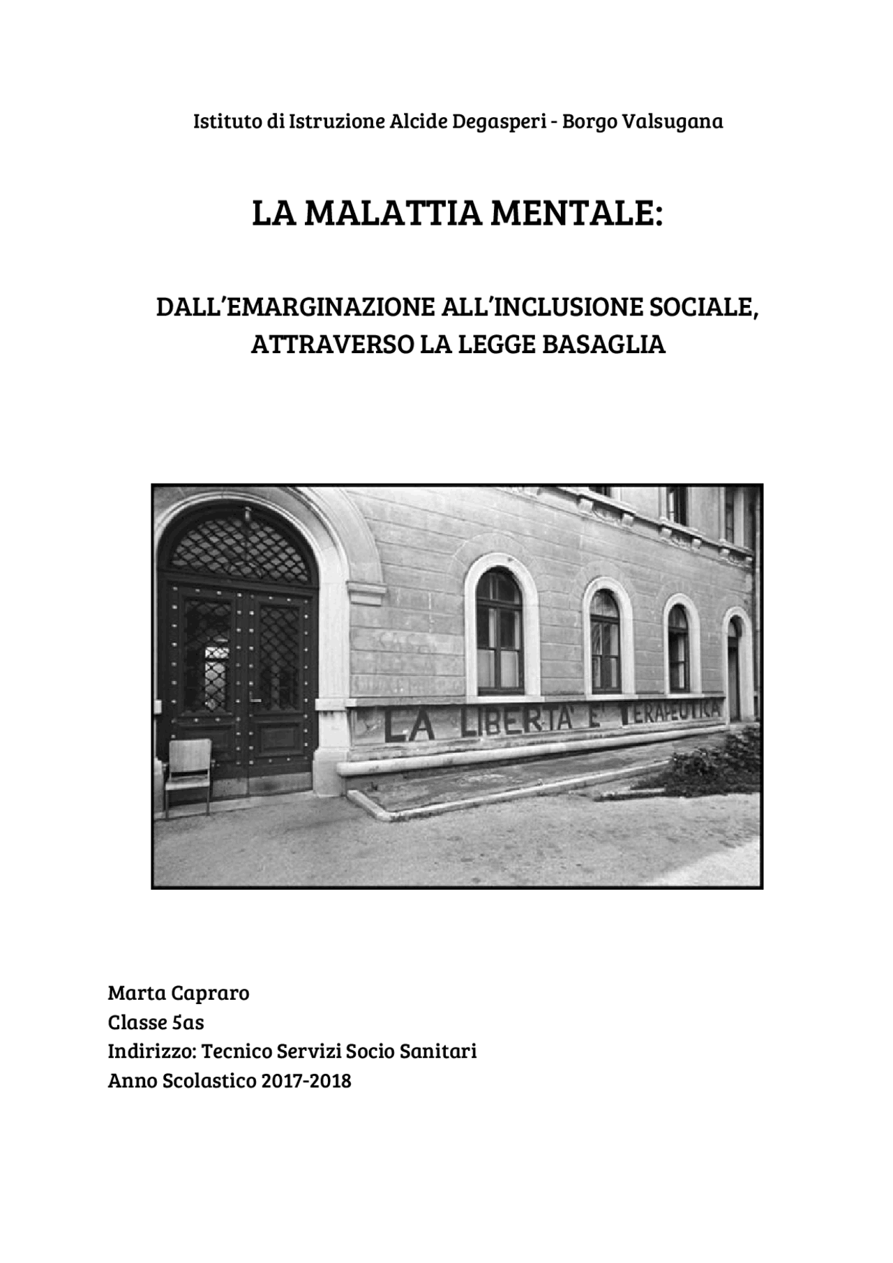 Tesina Maturità Legge Basaglia Docsity