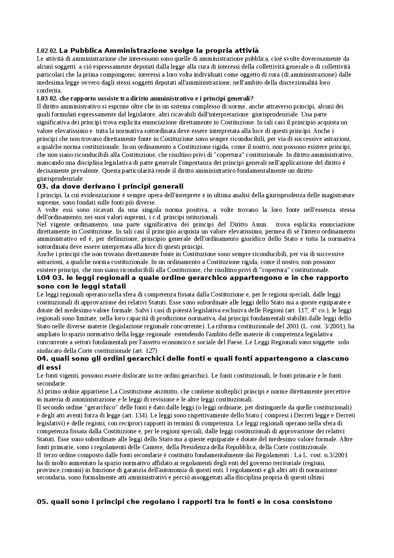 Domande Aperte Diritto Amministrativo Prove Desame Di Diritto