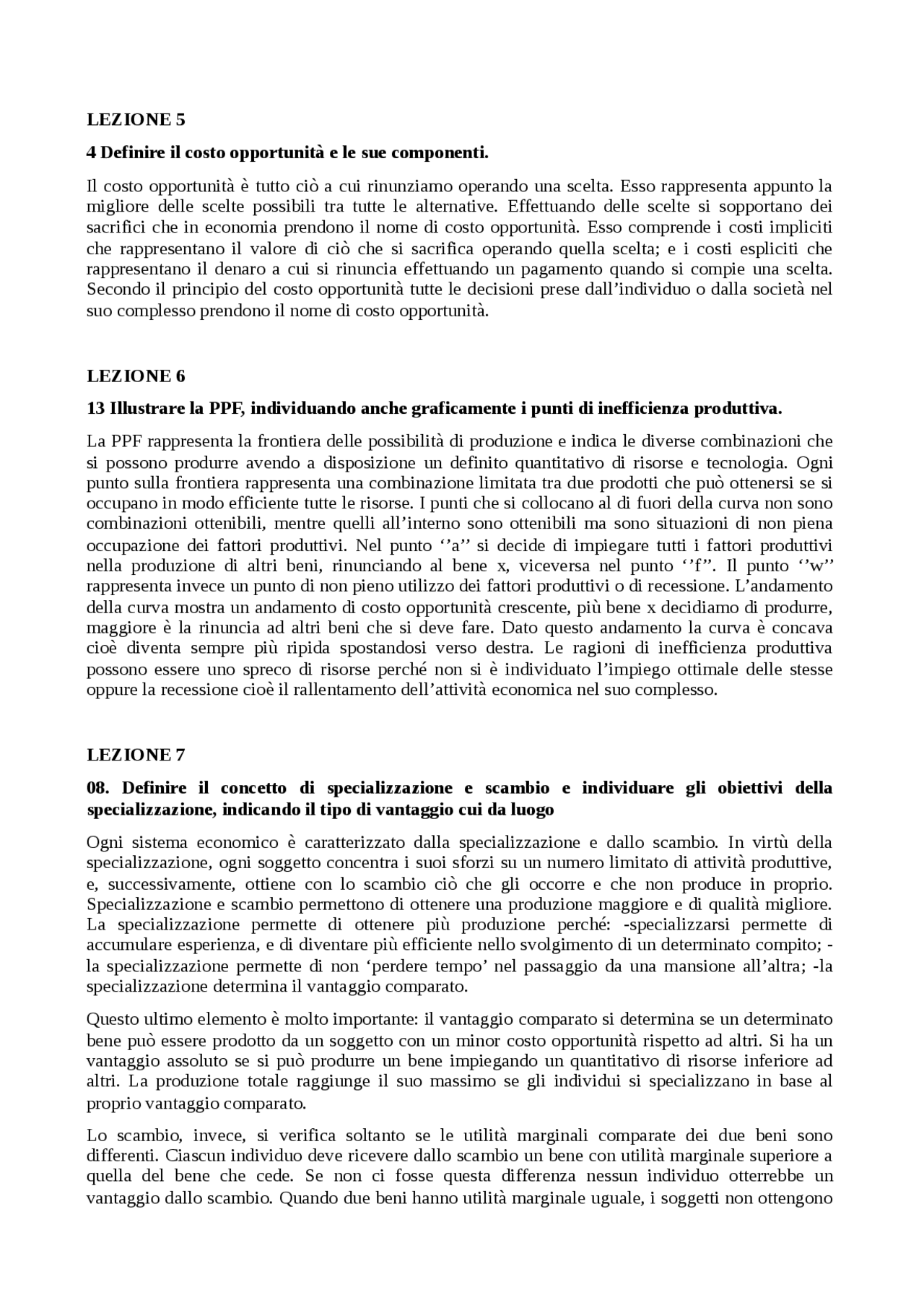 Microeconomia Risposte Aperte Docsity