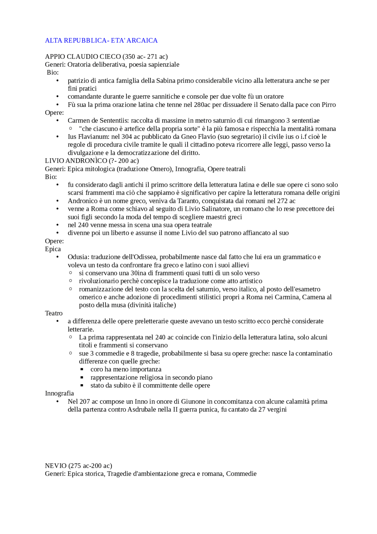 Periodo Arcaico Autori Docsity