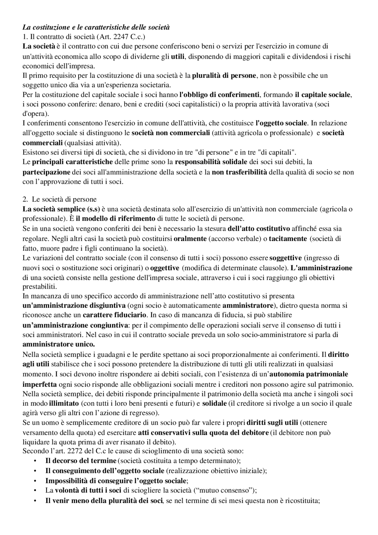 Societá e concorrenza - Docsity