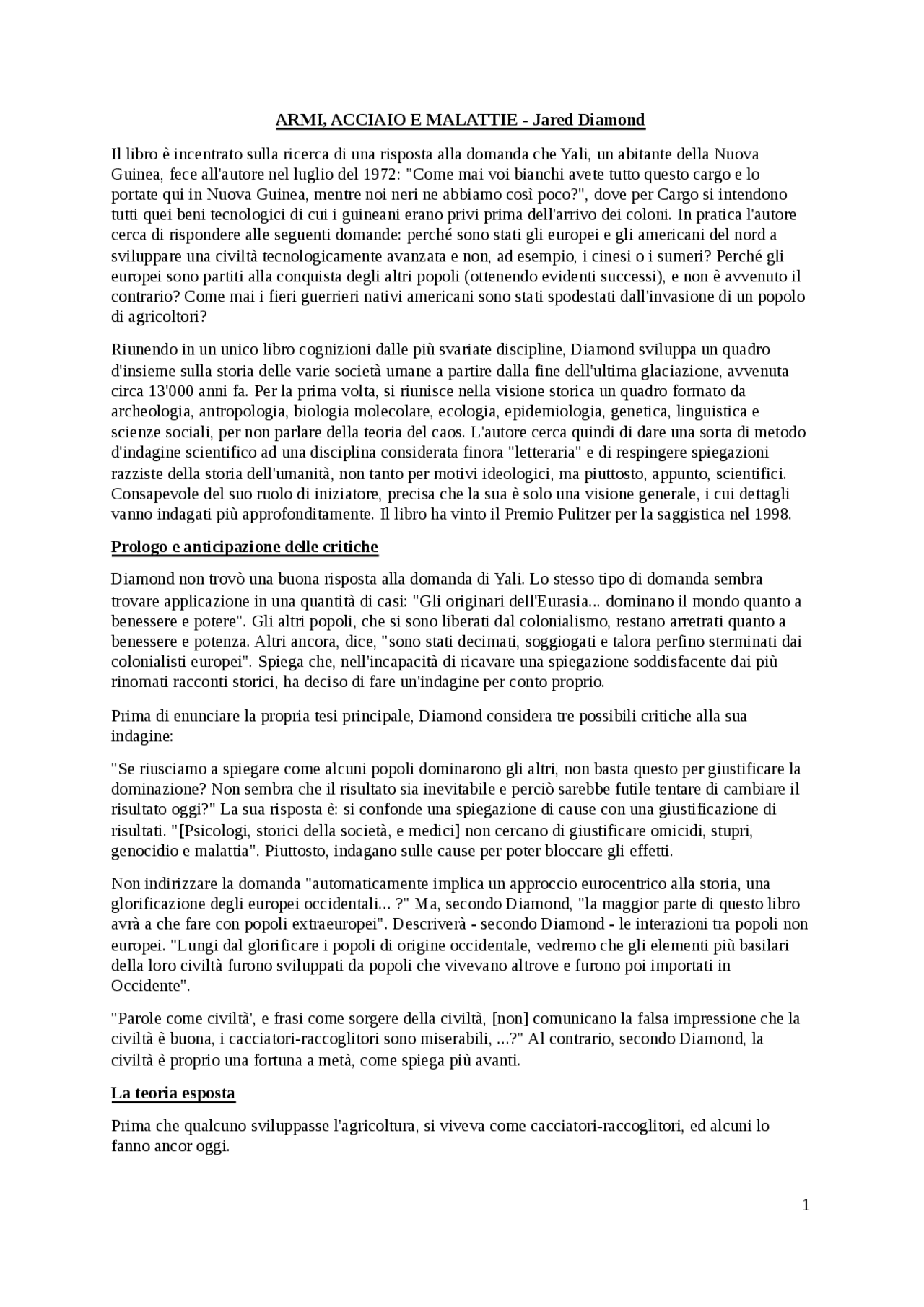 Armi Acciaio E Malattie Docsity