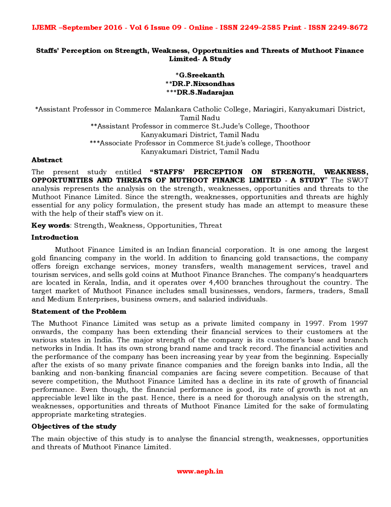 Staff Description and the SWOT analysis of NBfc | Teses (TCC) Banca e ...