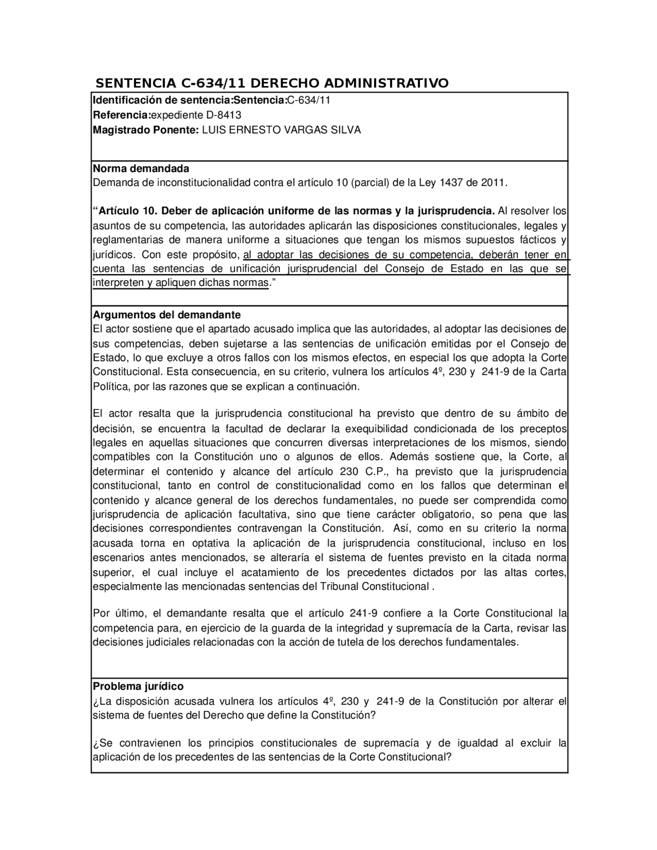 Analisis Sentencia Ejercicios De Derecho Docsity