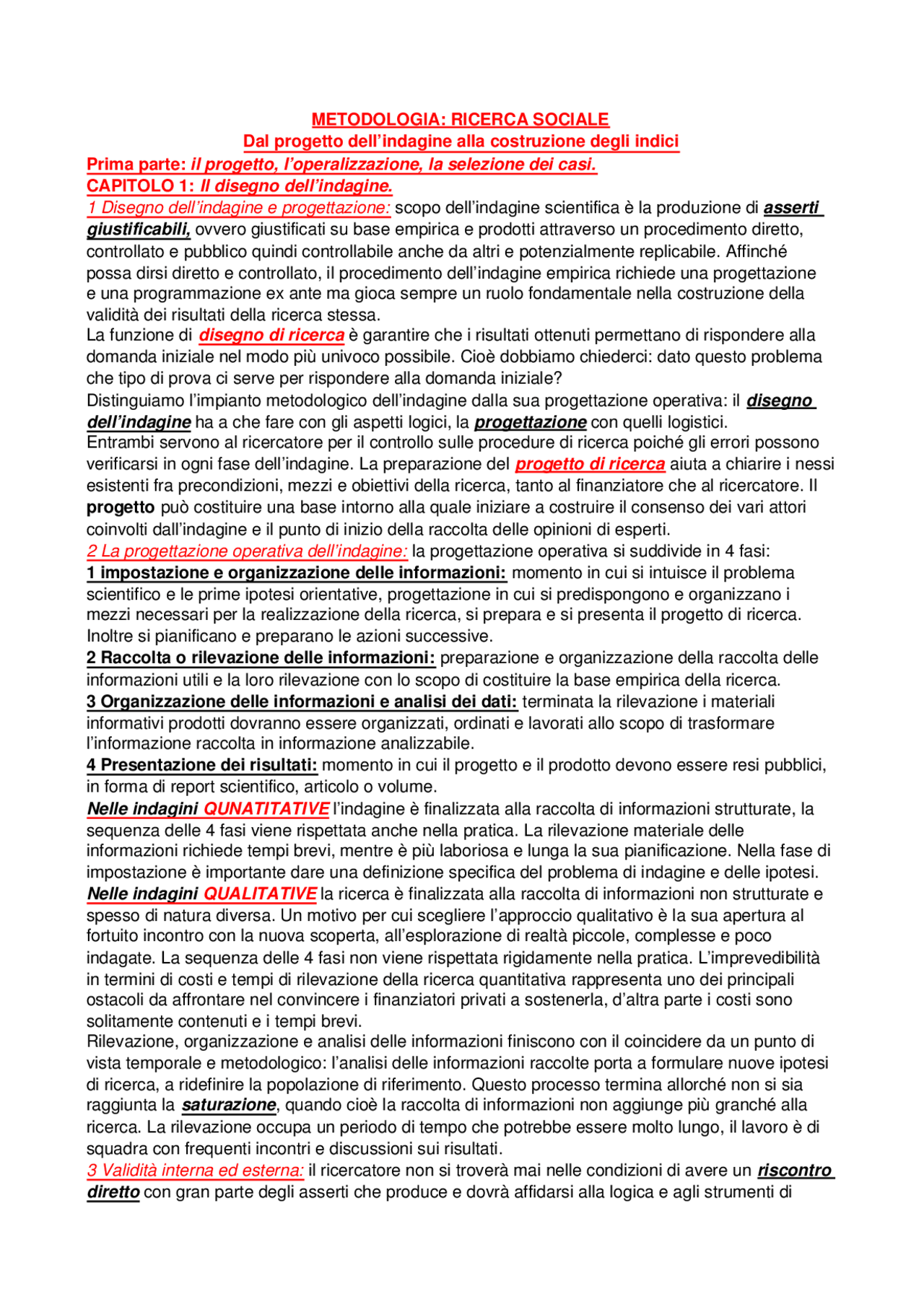 Metodologia E Tecniche Di Ricerca Sociale Docsity