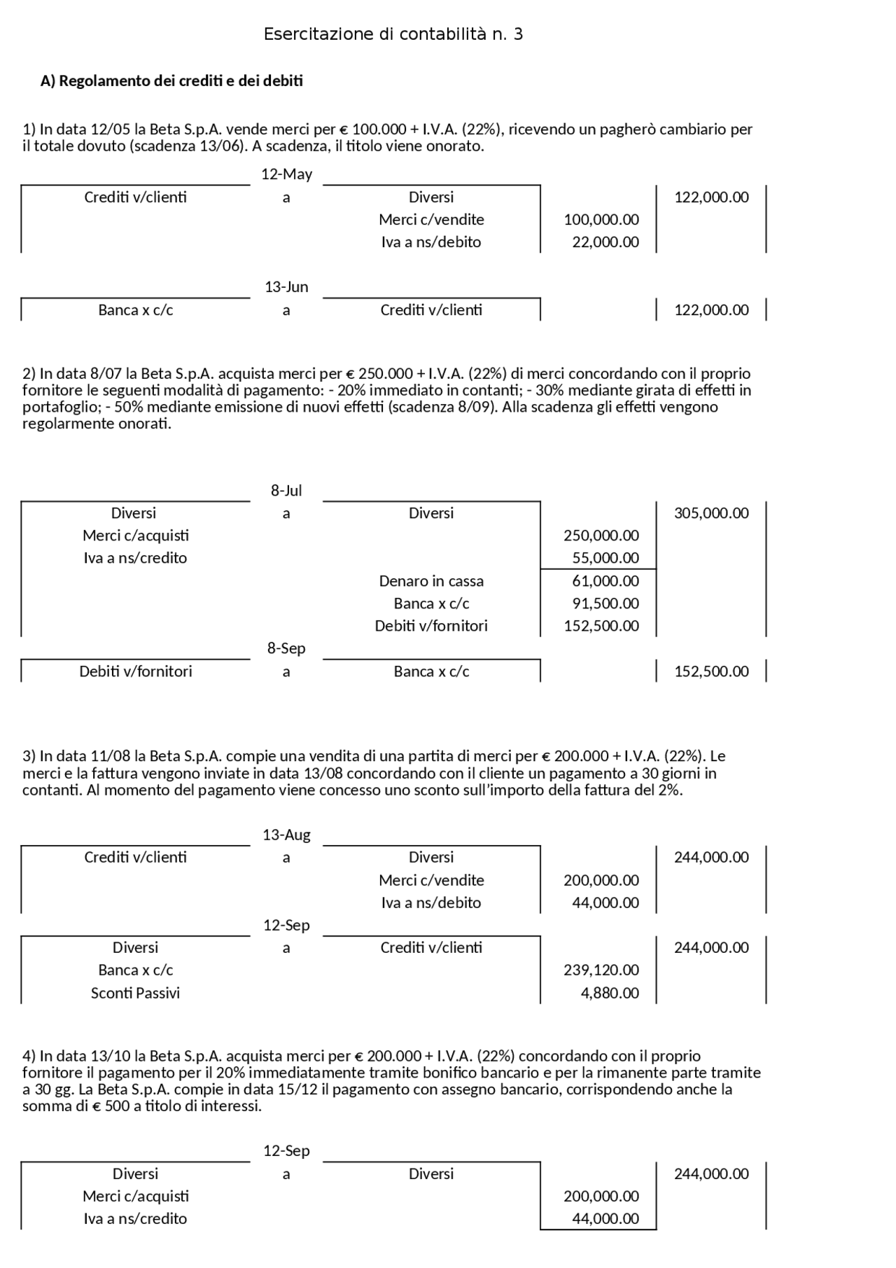Esercizi Contabilità Docsity