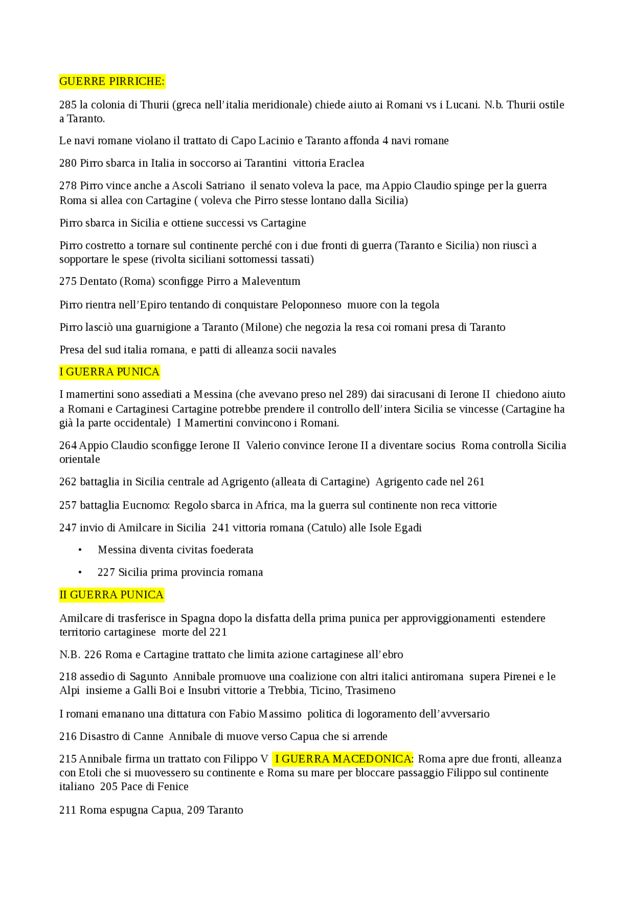 Schema Riassuntivo Storia Romana Docsity