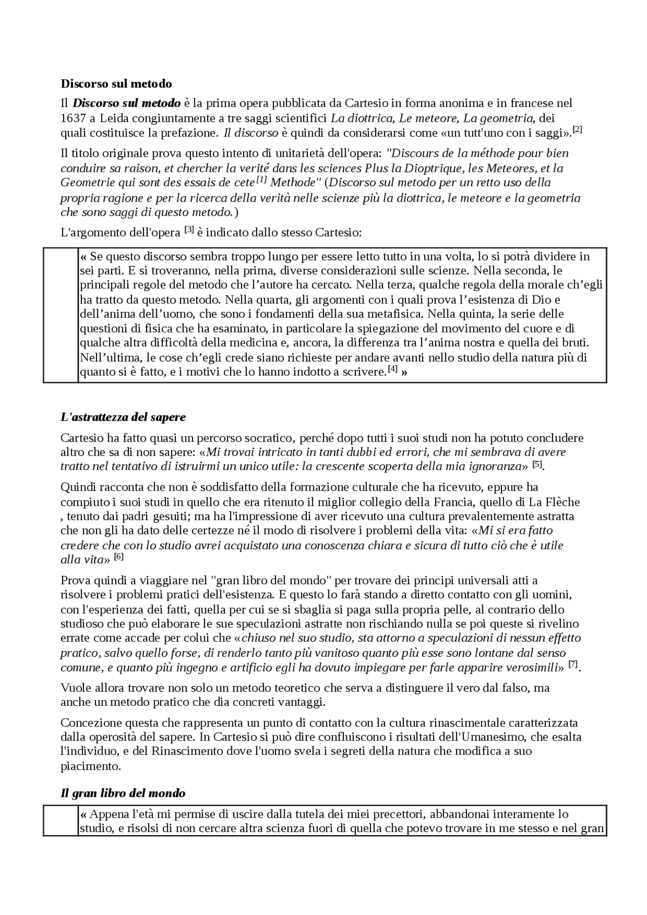 Discorso Sul Metodo Di Cartesio Docsity