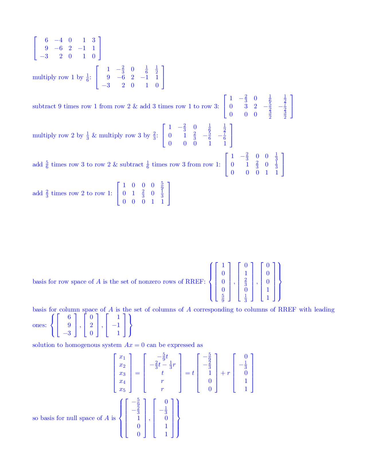 Introduction To Linear Algebra Assignment 6 Math 2114 Docsity