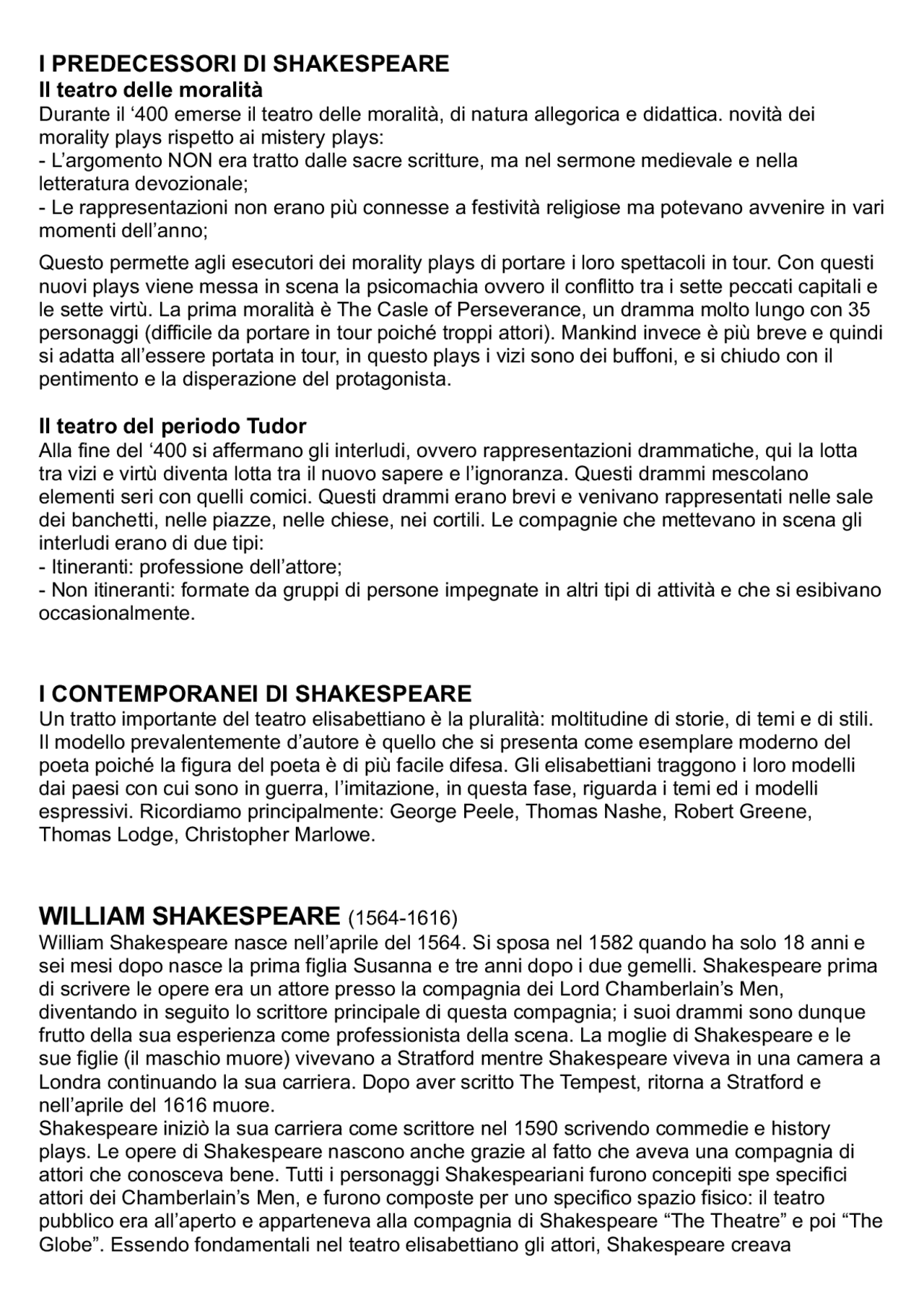 Shakespeare Riassunto Crisafulli Helam Letteratura Inglese Docsity