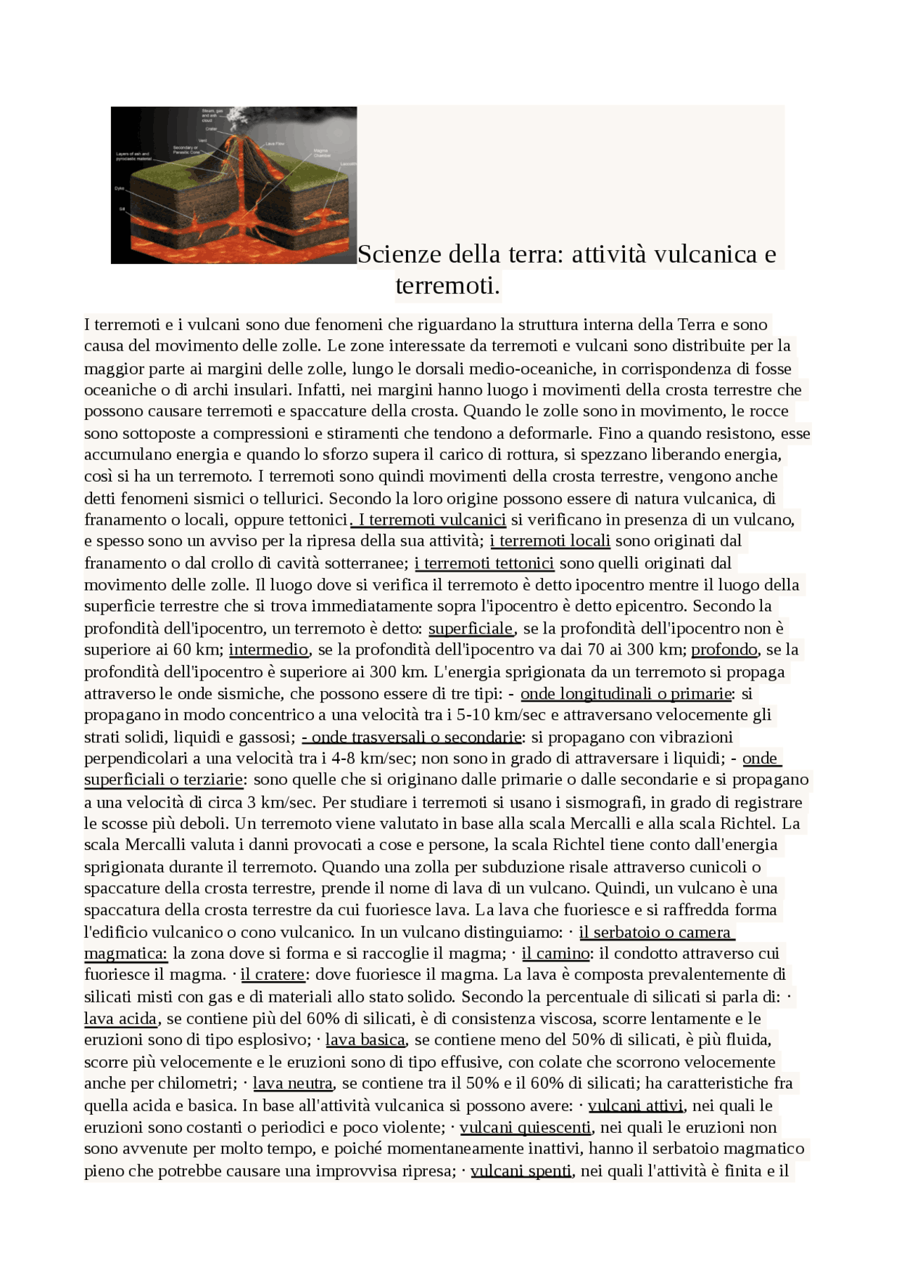 Terremoti E Ed Eruzioni Vulcaniche Docsity