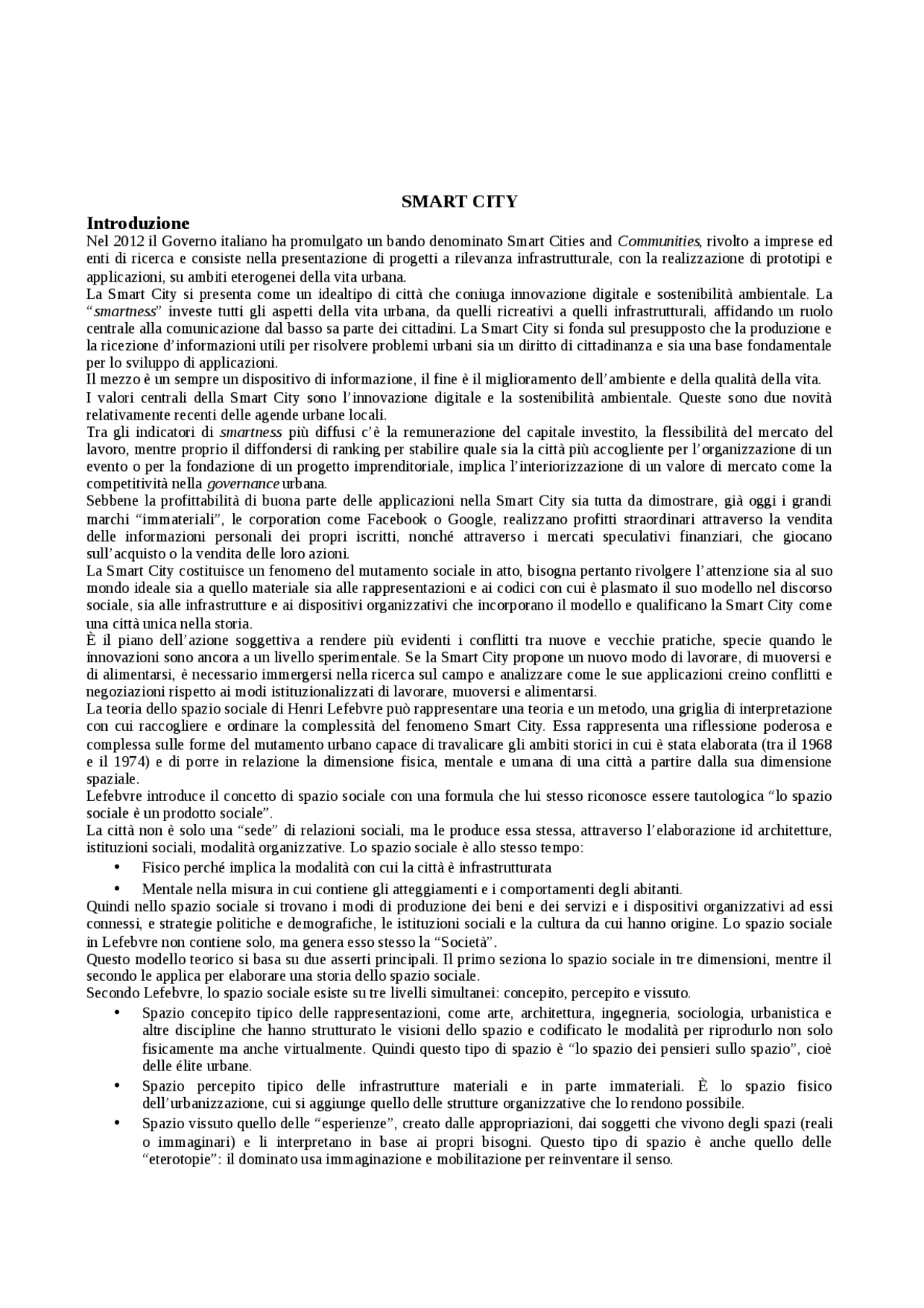 Smart City - Marciano - Docsity