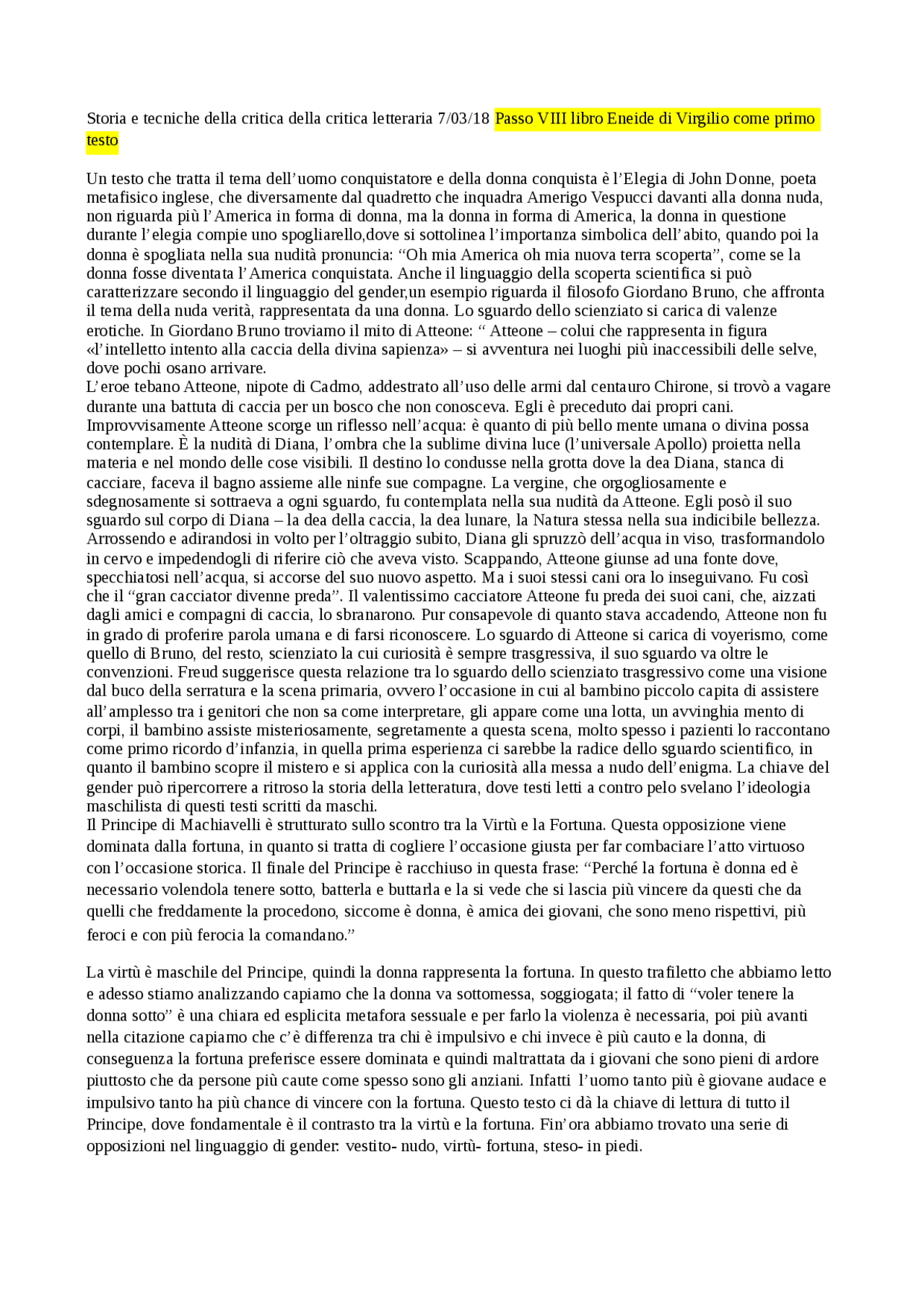 Appunti Di Storia E Tecniche Della Critica Letteraria Unipi Docsity