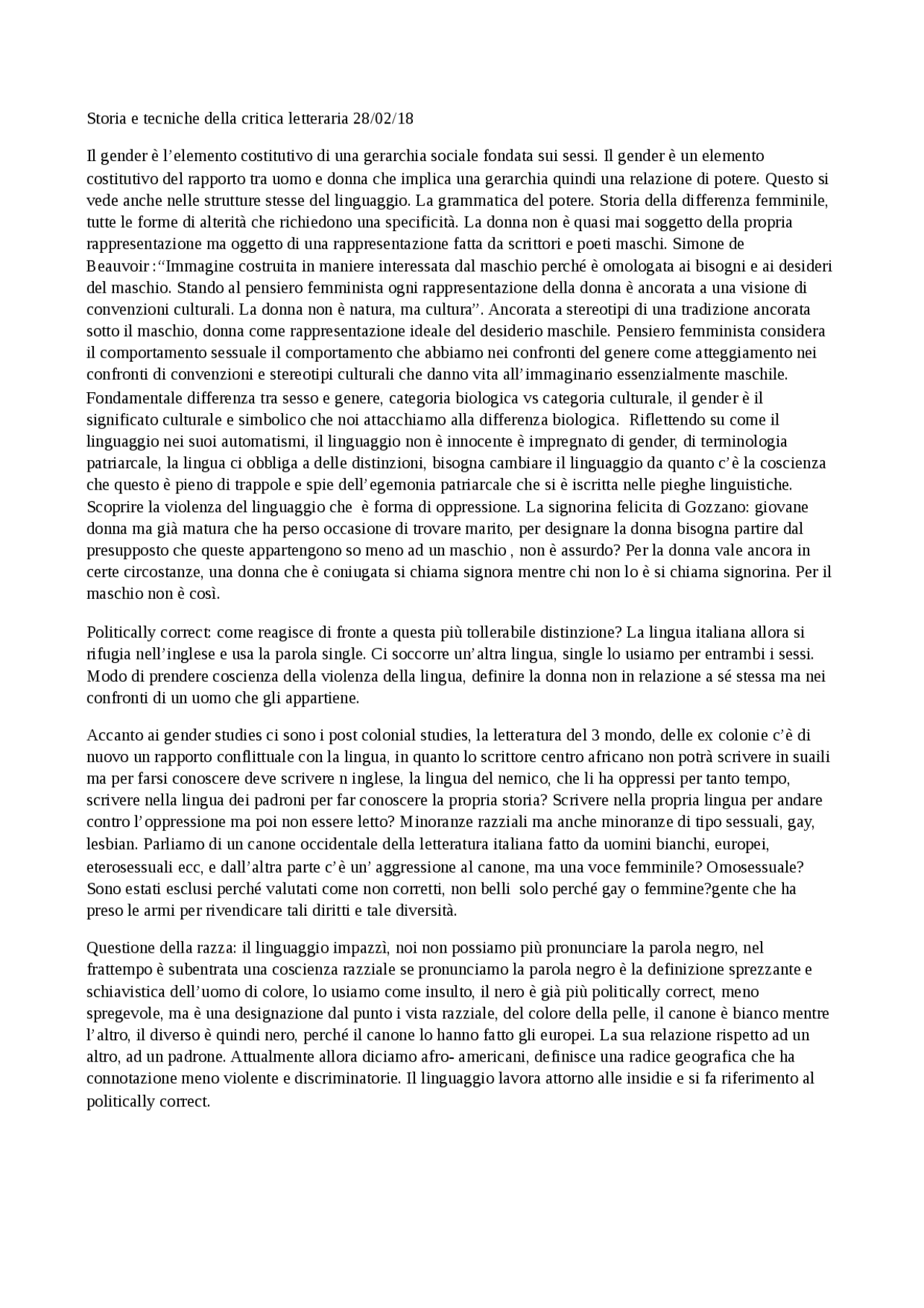 Appunti Di Storia E Tecniche Della Critica Letteraria Unipi Docsity