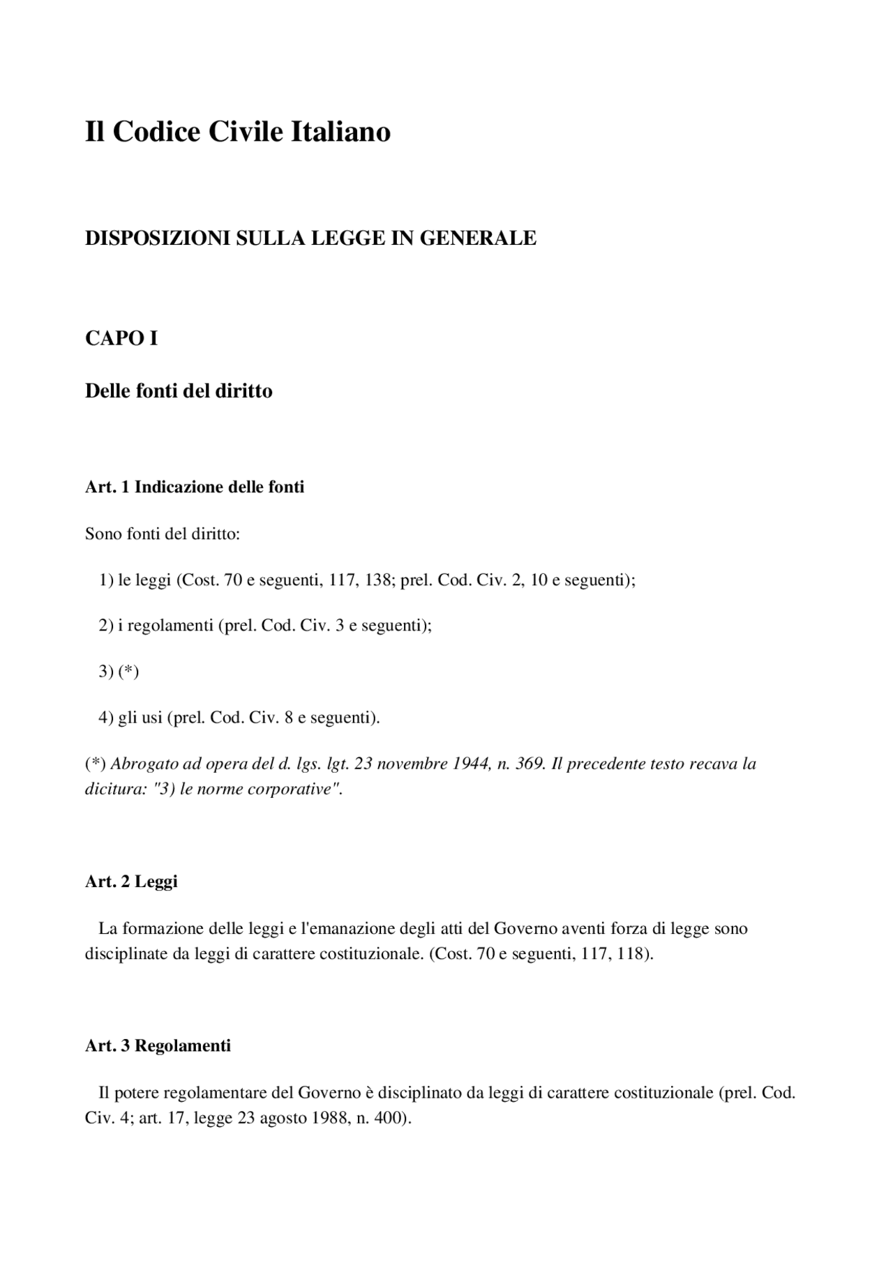 Codice civile italiano - Docsity