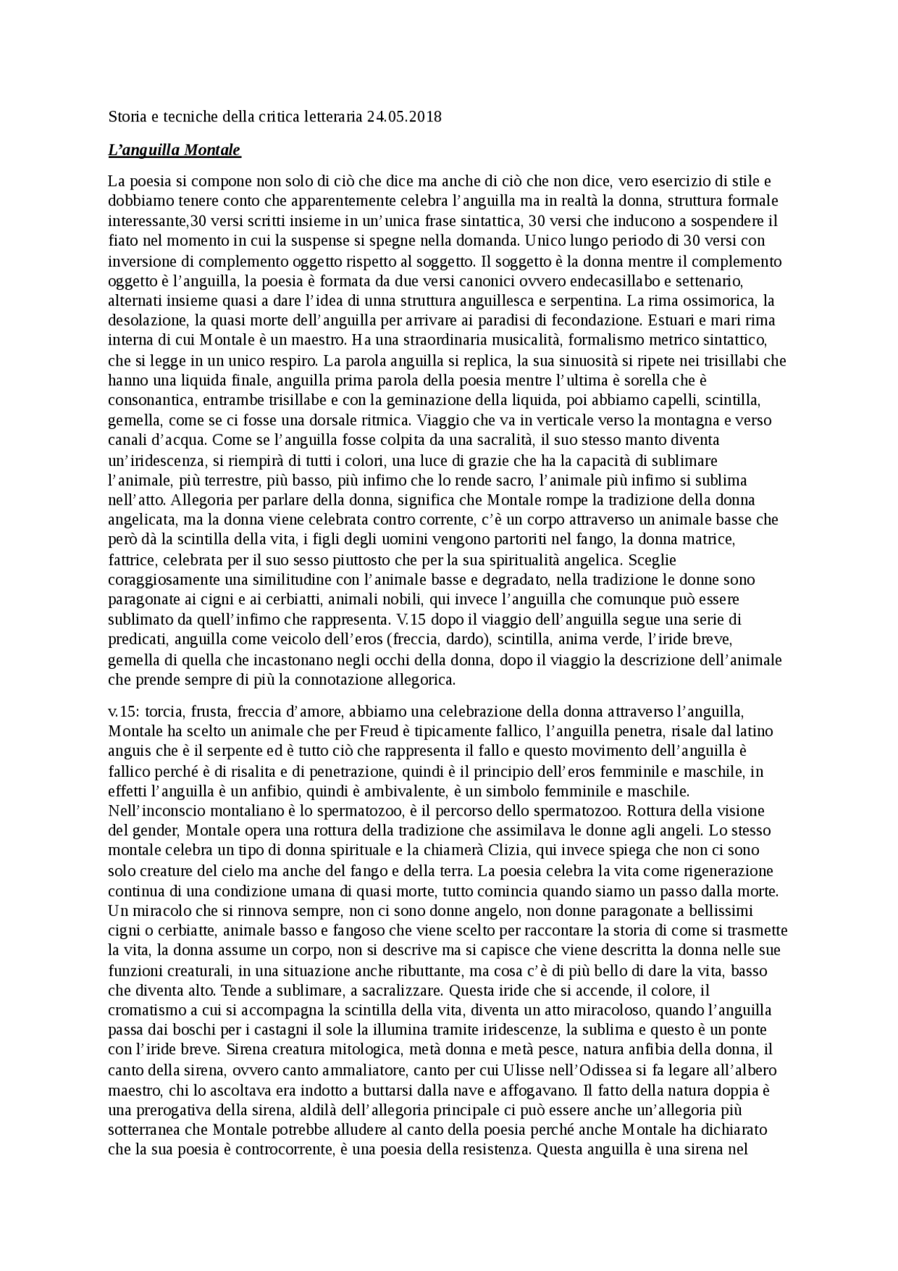 Appunti Di Storia E Tecniche Della Critica Letteraria Unipi Docsity