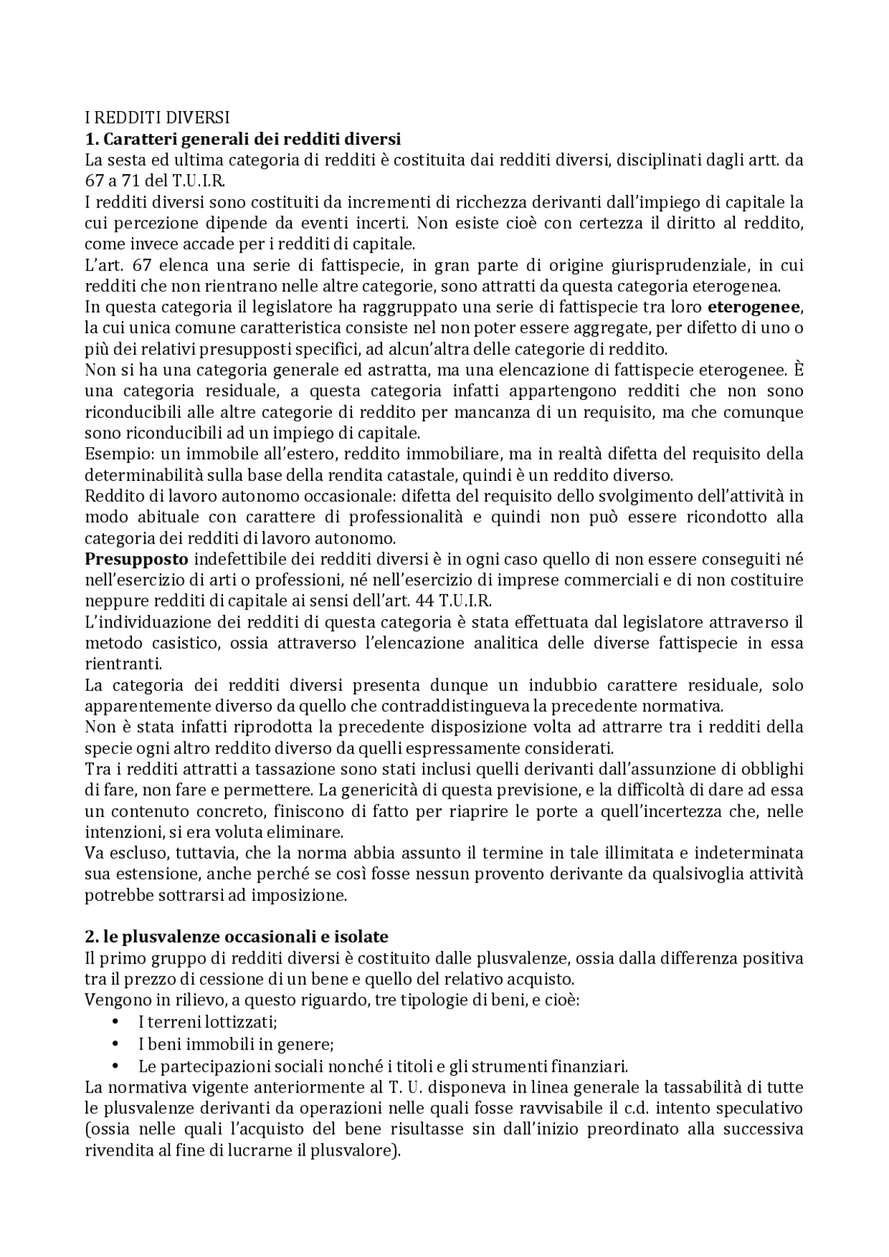 I Redditi Diversi Falsitta Docsity