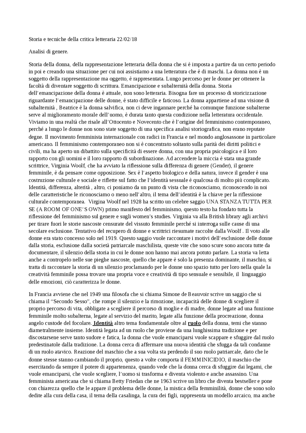 Appunti Di Storia E Tecniche Della Critica Letteraria Unipi Docsity