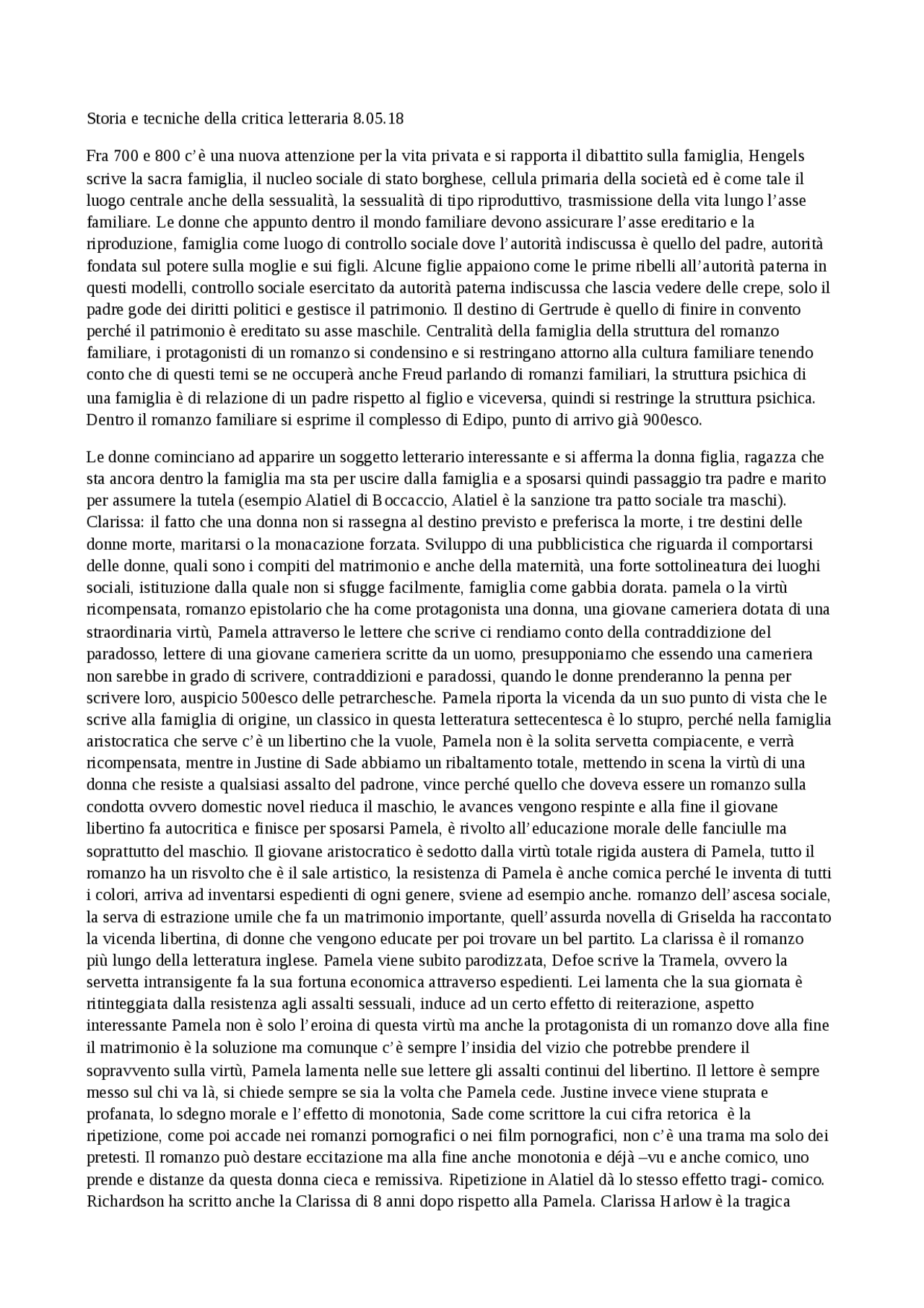 Appunti Di Storia E Tecniche Della Critica Letteraria Unipi Docsity