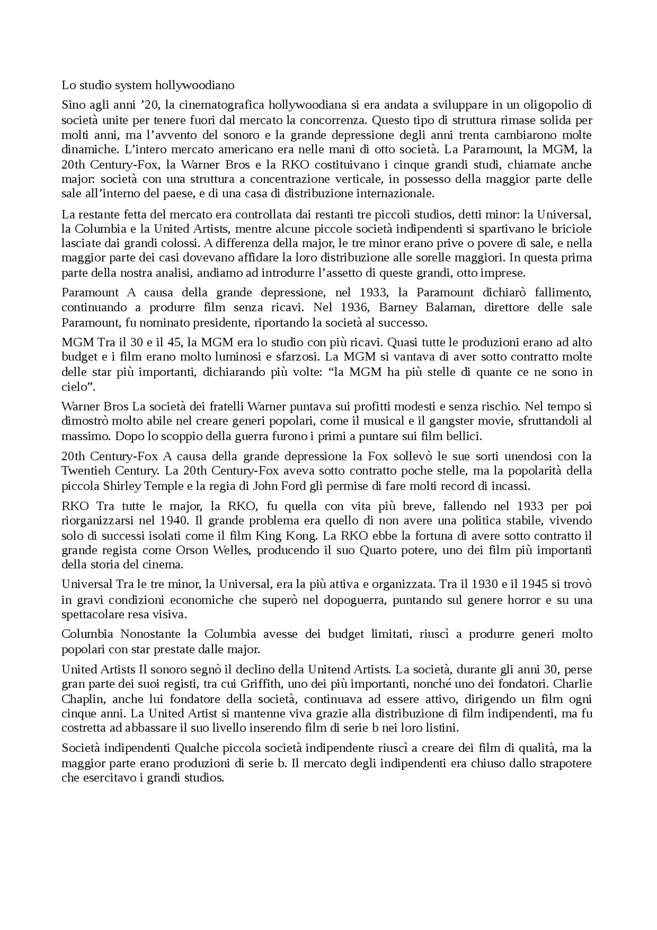 Appunti Studio System - Docsity