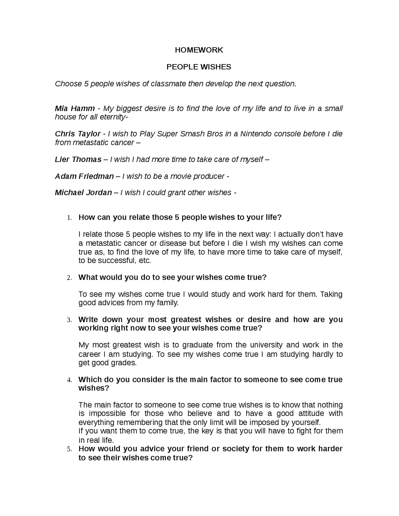 Talking about wishes - Docsity