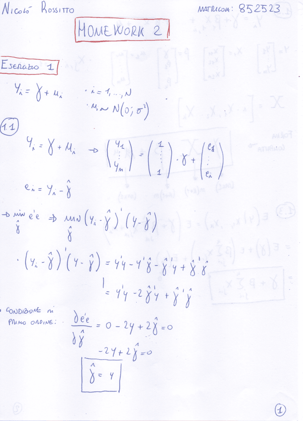 Homework 2 Econometria Docsity
