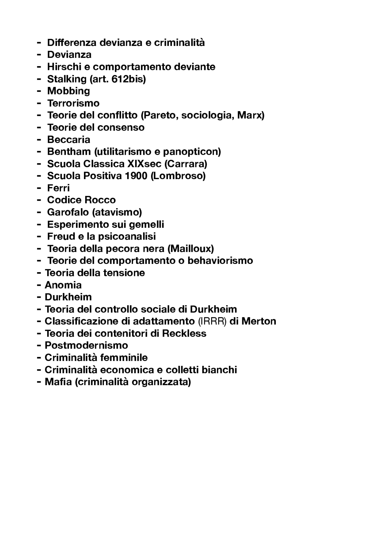Domande Desame Criminologia Della Devianza Docsity
