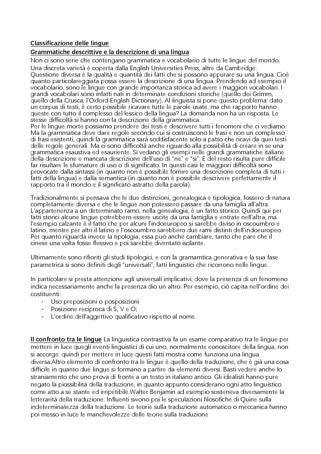 Classificazione Delle Lingue Docsity