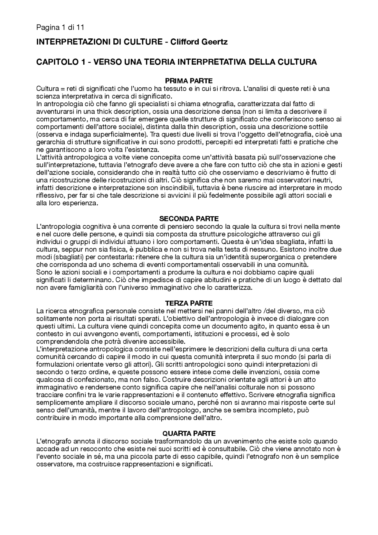 Interpretazioni Di Culture Clifford Geertz Docsity