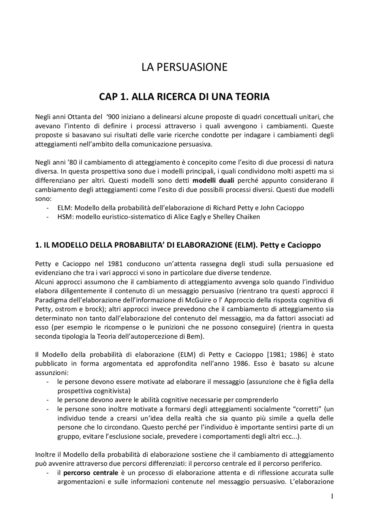 Riassunto Di La Persuasione Di Cavazza Docsity