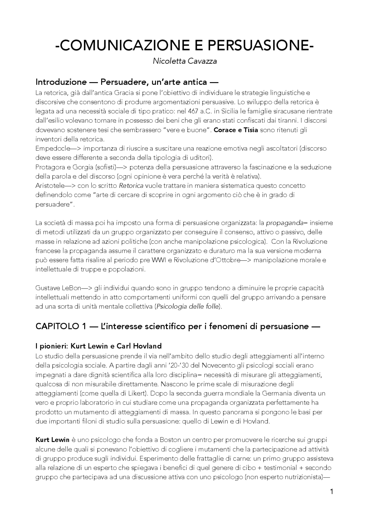 Comunicazione E Persuasione Cavazza Docsity