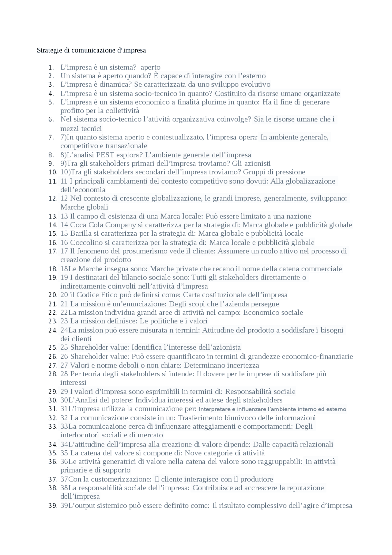 Strategia Di Comunicazione Di Impresa Docsity