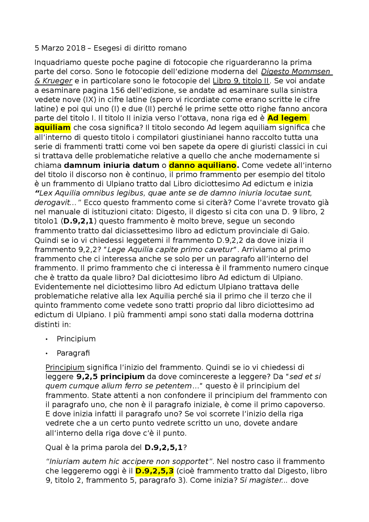 Esegesi Delle Fonti Del Diritto Romano 2018 Proffrancesco Sitzia Docsity