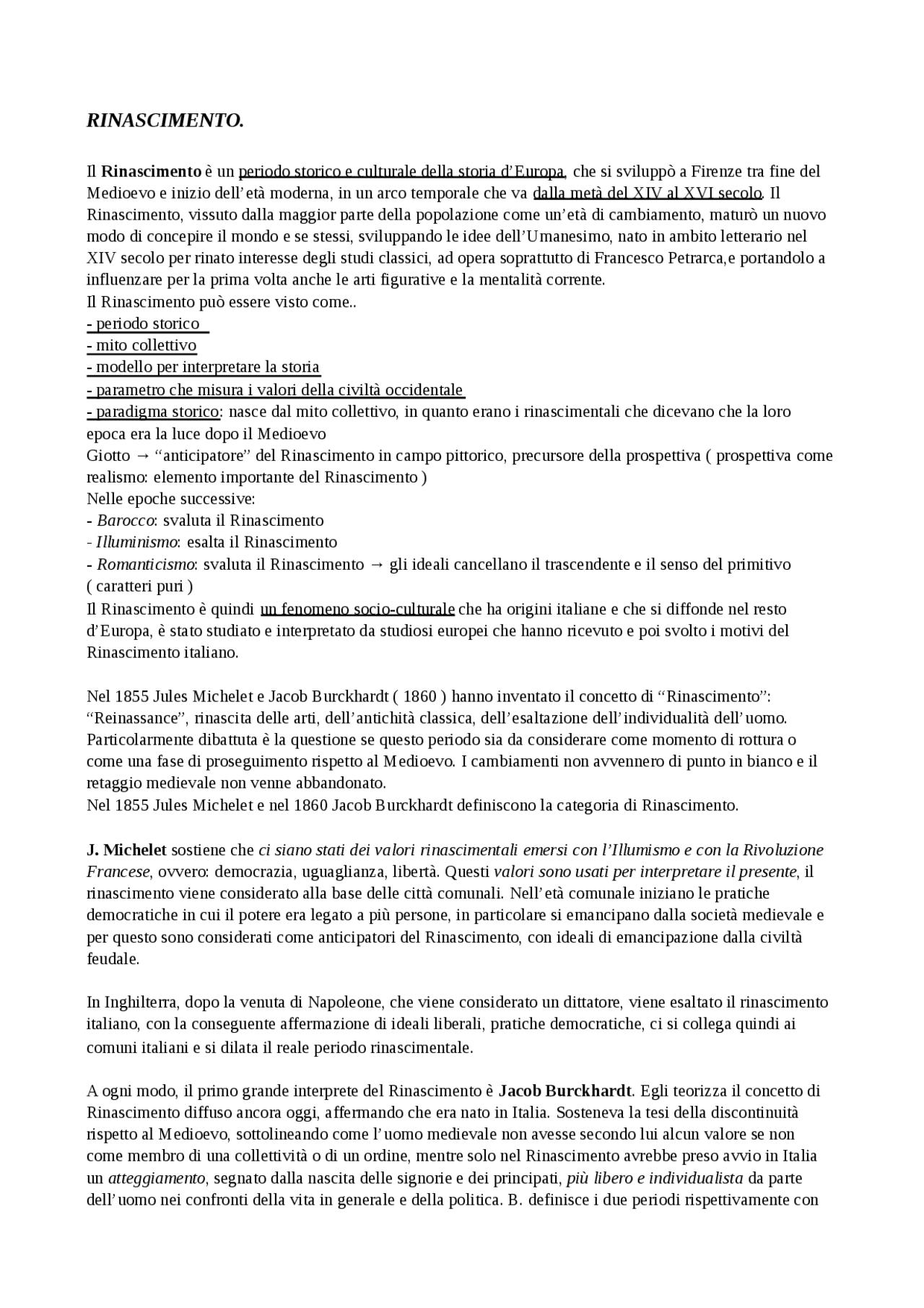 Contesto Storico Rinascimento Docsity