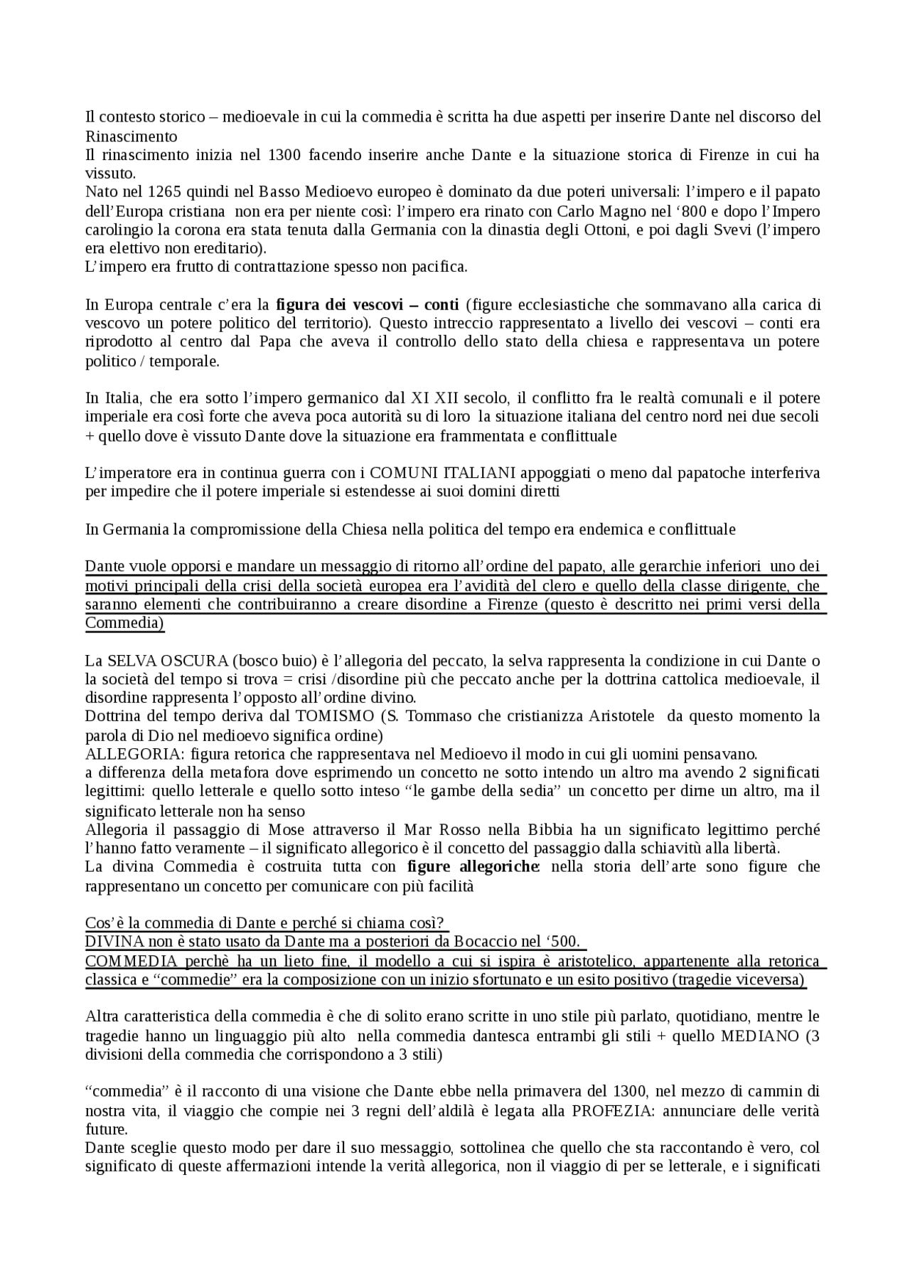 Dante E Contesto Storico Dante Docsity