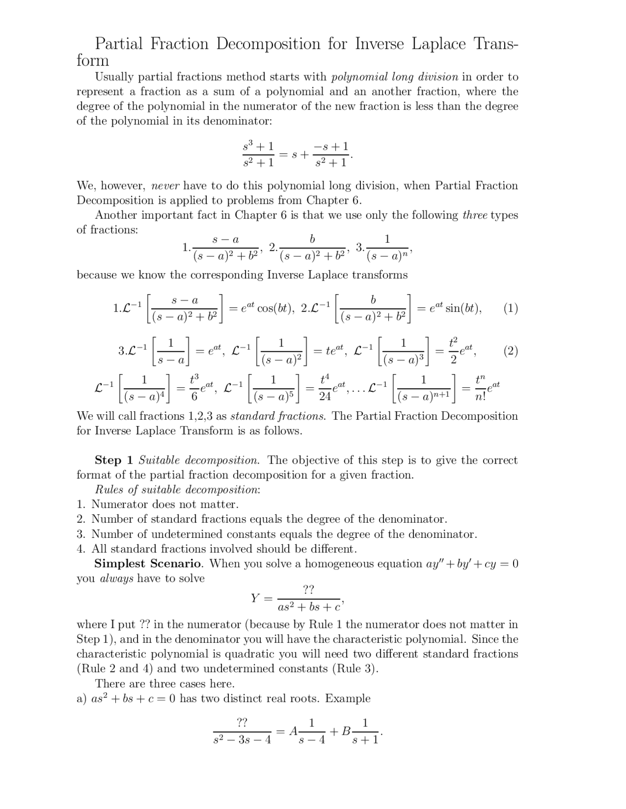 Partial Fraction Advance Technique and Faster Methods - Docsity