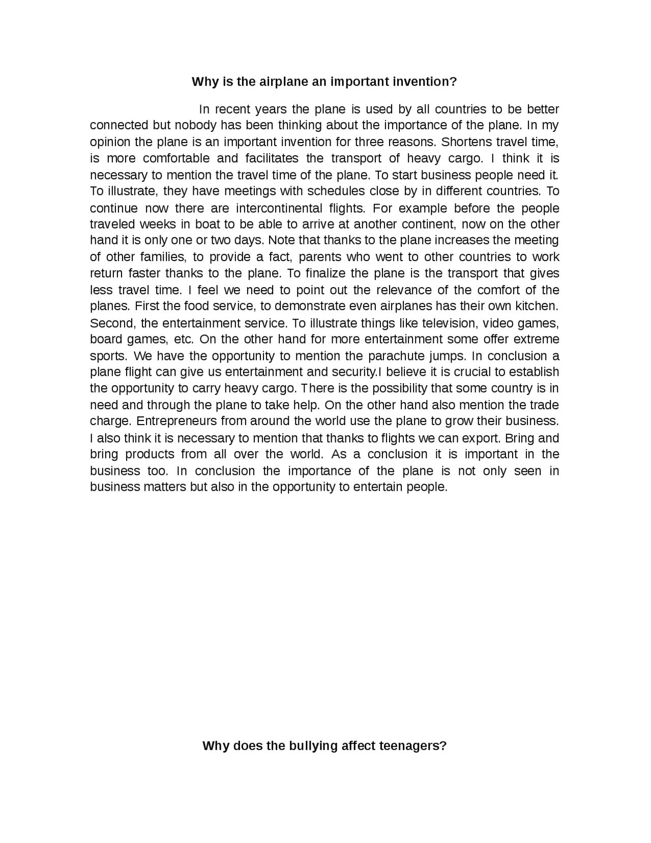 Why is the airplane an important invention? - Docsity